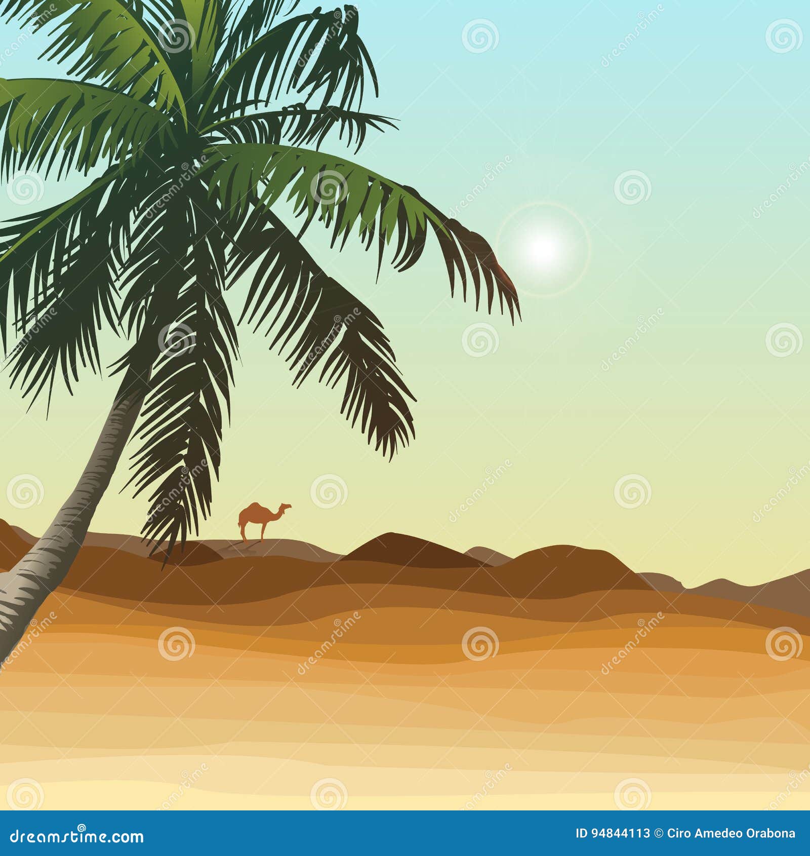 Desert and palm stock vector. Illustration of palm, sand - 94844113