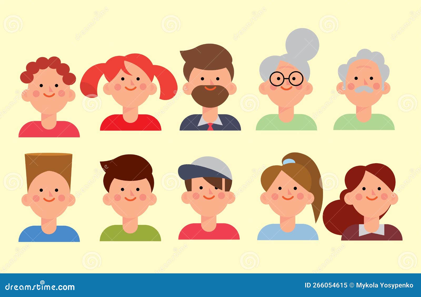 Set of Family Avatars. Faces of Males and Females Different Ages Stock ...