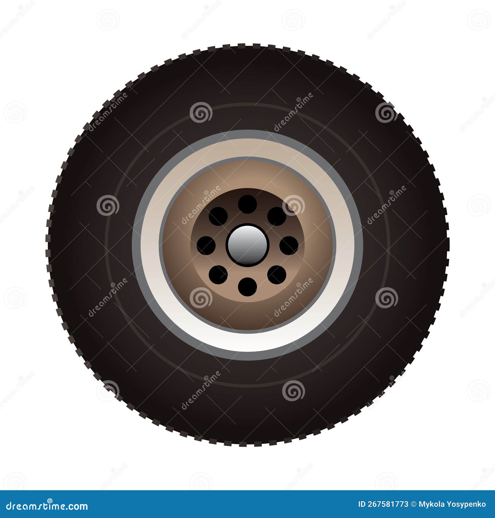 Deteiled Vintage Car Wheel, Front View. Stock Vector - Illustration of ...