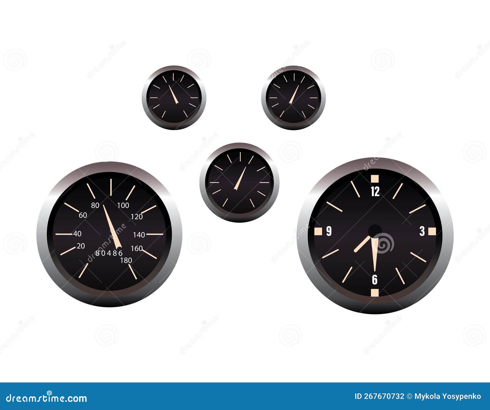 Car Dashboard, Speedometer, Odometer, Analog Clock Stock Vector ...