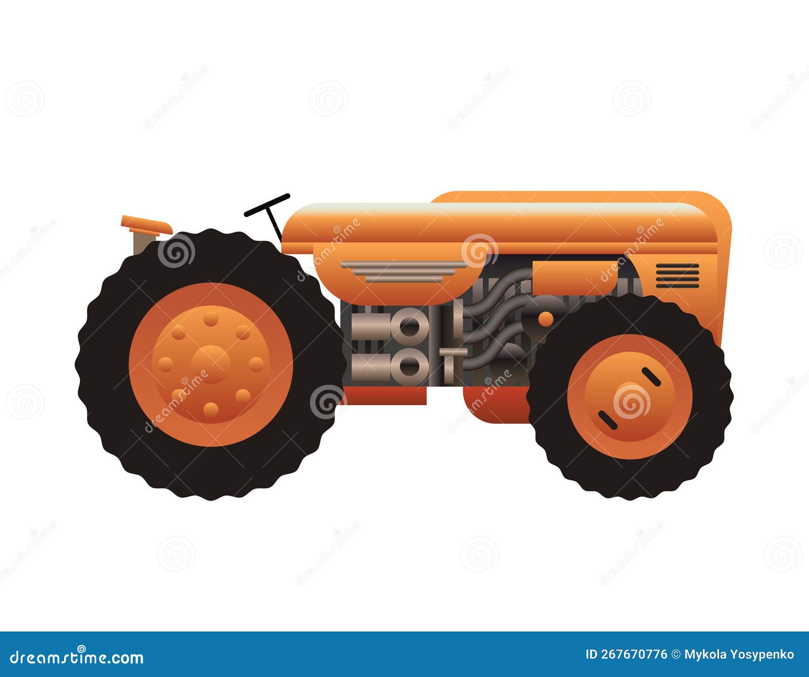 Orange 1940 S Retro Futuristic Tractor Isolated on White Stock Vector ...