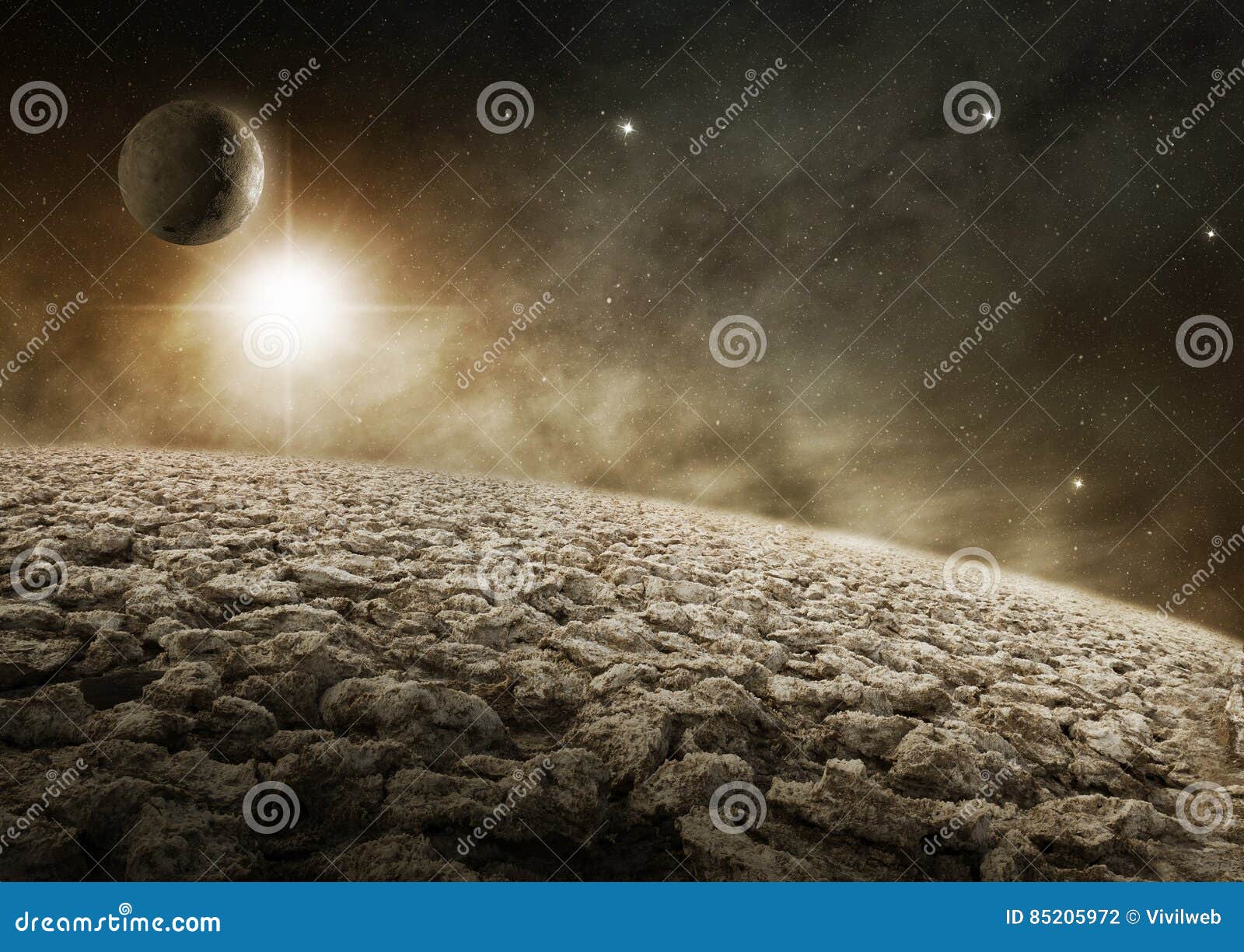 Desert Planet in the Deep Space Stock Illustration - Illustration of ...