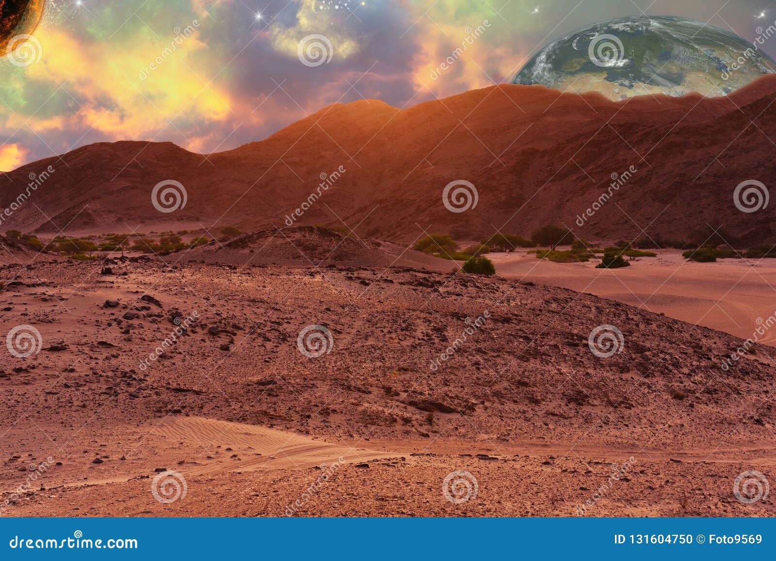 Desert Planet Landscape in Science Fiction Still As Composing Stock ...