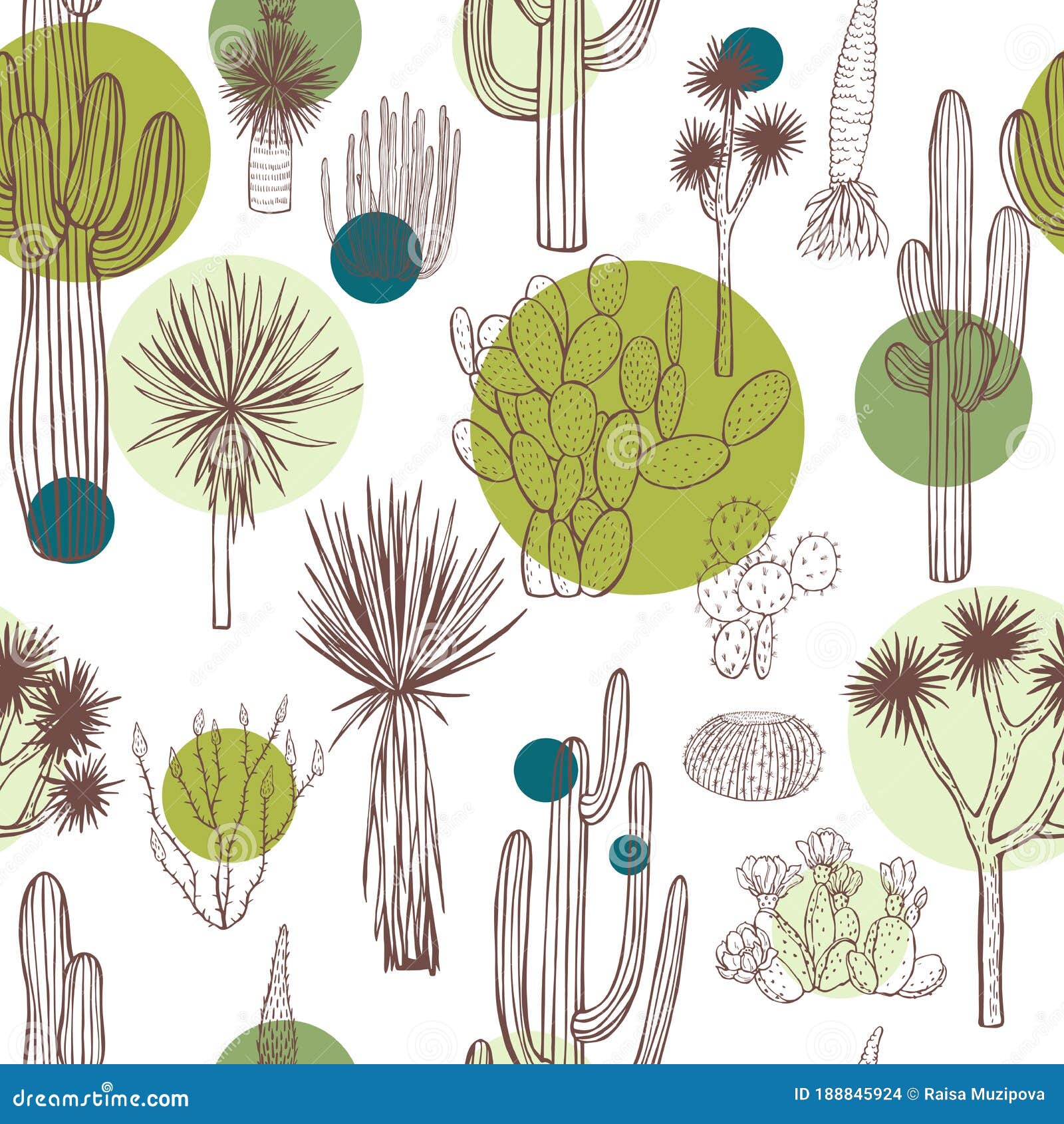 Desert Plants, Cacti. Vector Seamless Pattern Stock Vector ...