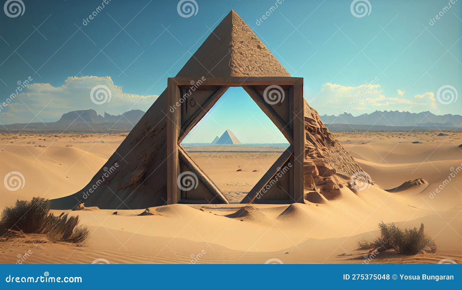 Desert Portal Triangle, Digital Art Illustration, Generative AI Stock ...