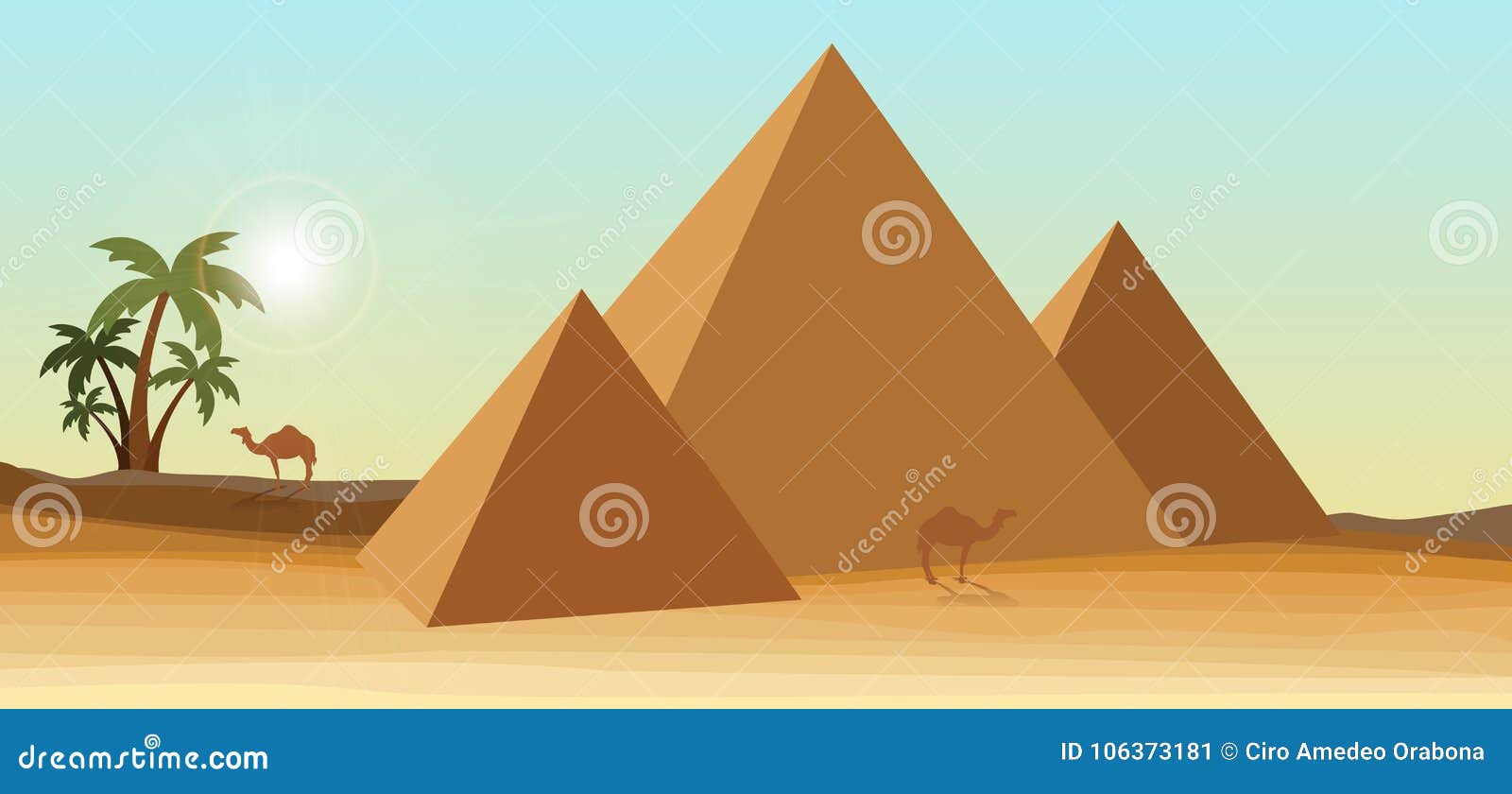 Desert with pyramid stock vector. Illustration of arabian - 106373181