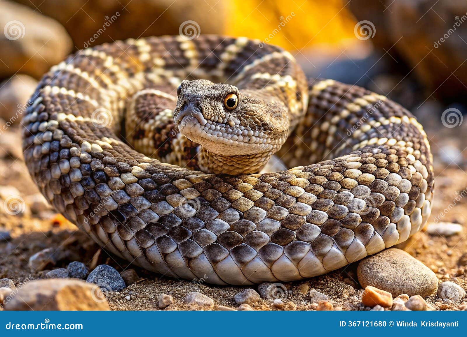 Rattlesnake Coiled In The Arizona Desert Royalty-Free Stock Image ...