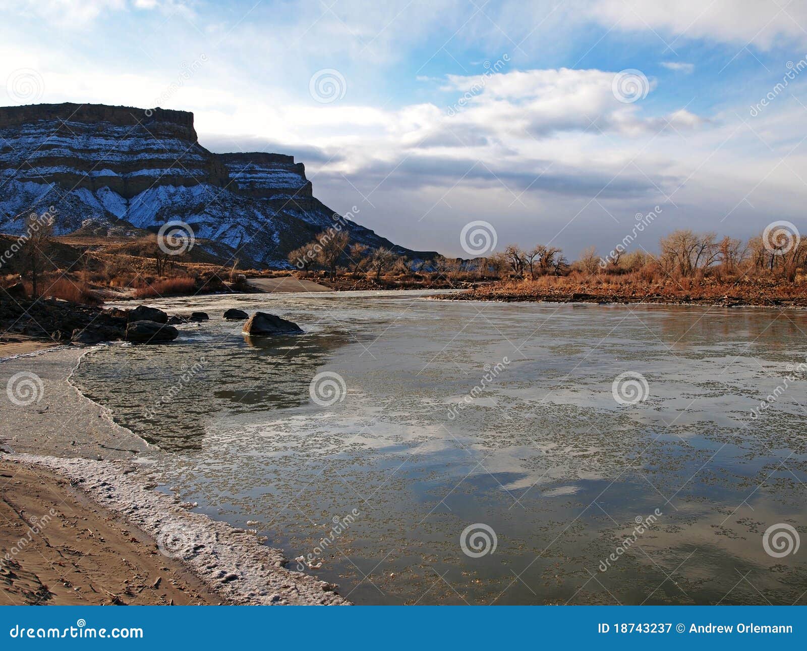 Desert River in Winter stock image. Image of cliffs, rocks - 18743237