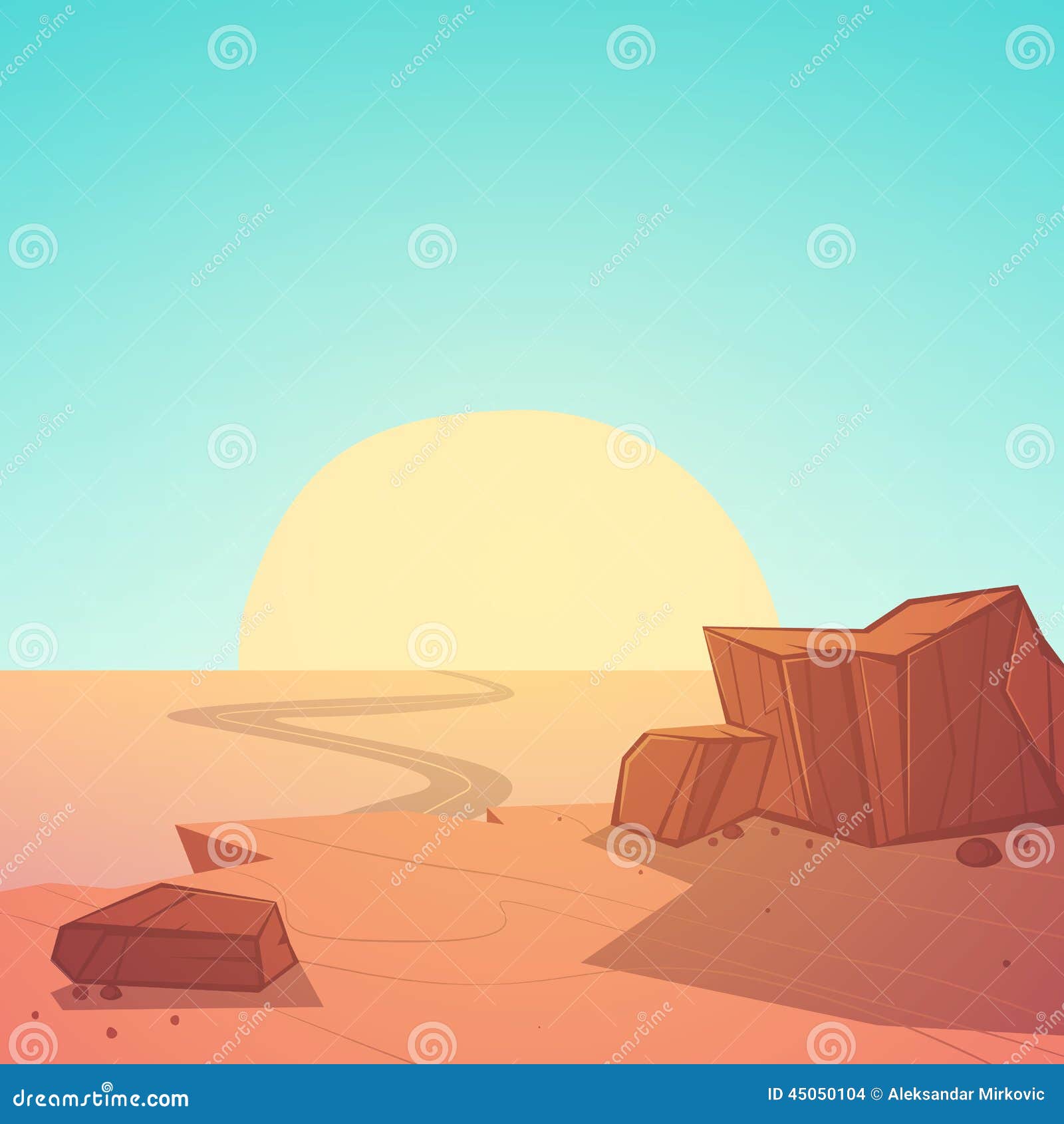 Desert Road stock vector. Image of vector, route, horizon - 45050104