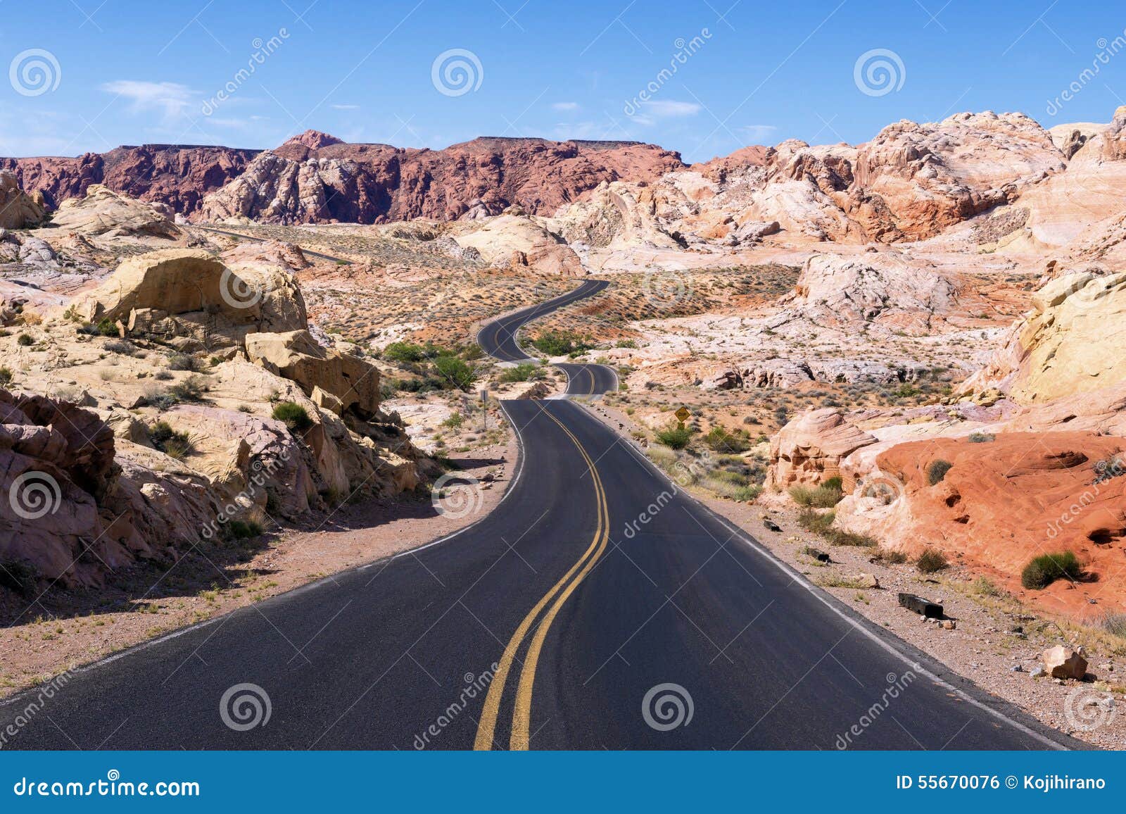 Desert road stock photo. Image of turning, curve, desert - 55670076