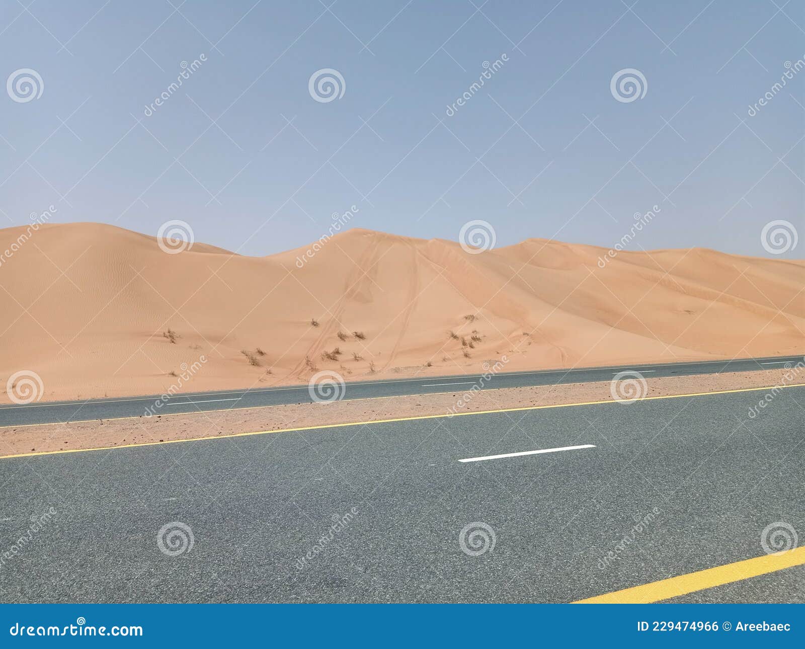 Desert and the road dubai stock photo. Image of road - 229474966