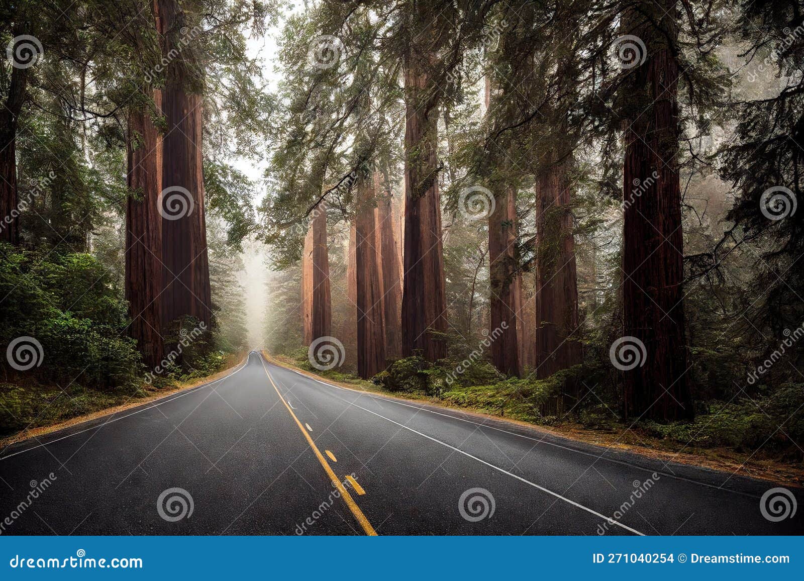 Desert Road among Huge Red Trees Sequoia Forest Stock Illustration ...