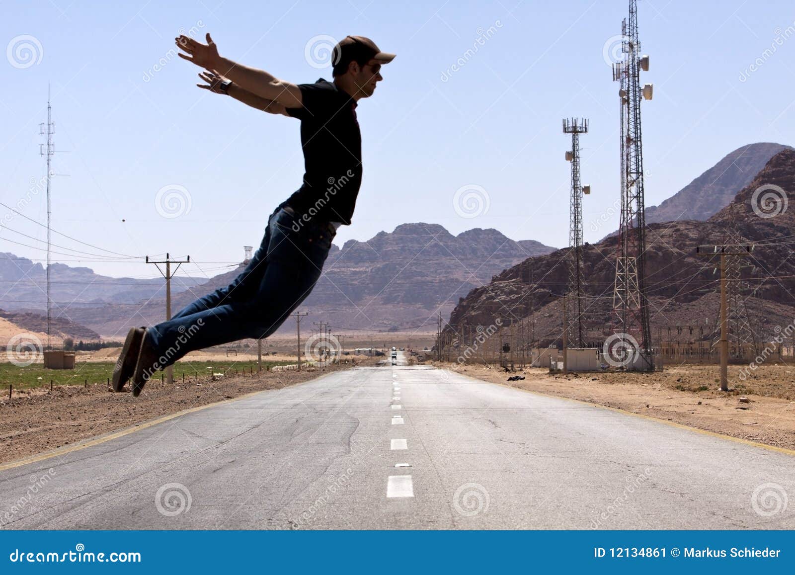 Desert Road - Jumping Scene Stock Image - Image of body, motion: 12134861
