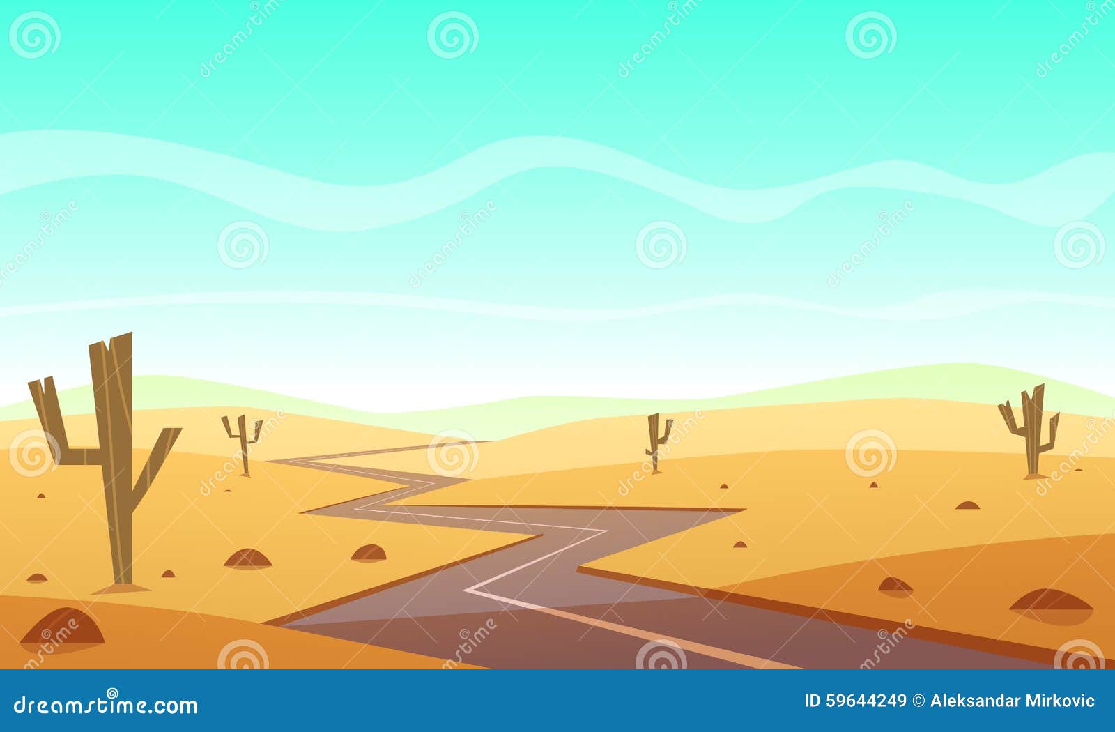 Desert Road stock vector. Illustration of backdrop, horizon - 59644249