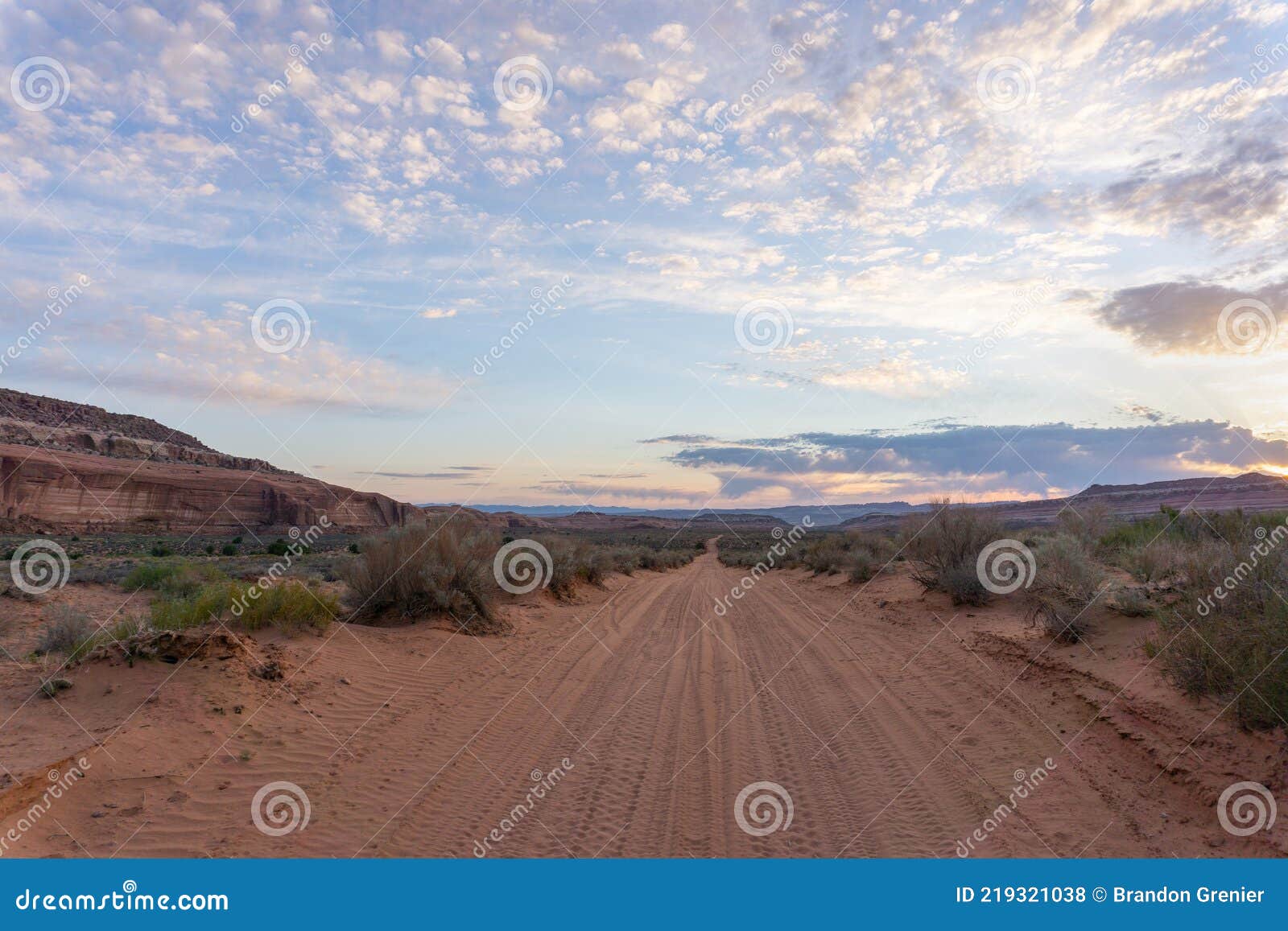 Desert Road in Utah at Sunrise Stock Photo - Image of canyonlands, camp ...