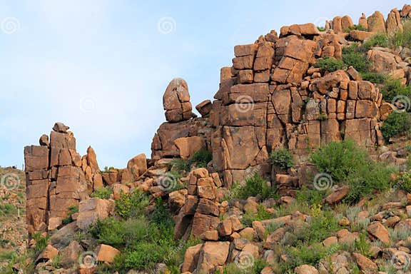 Desert Rock Outcropping stock photo. Image of bush, phoenix - 18314234