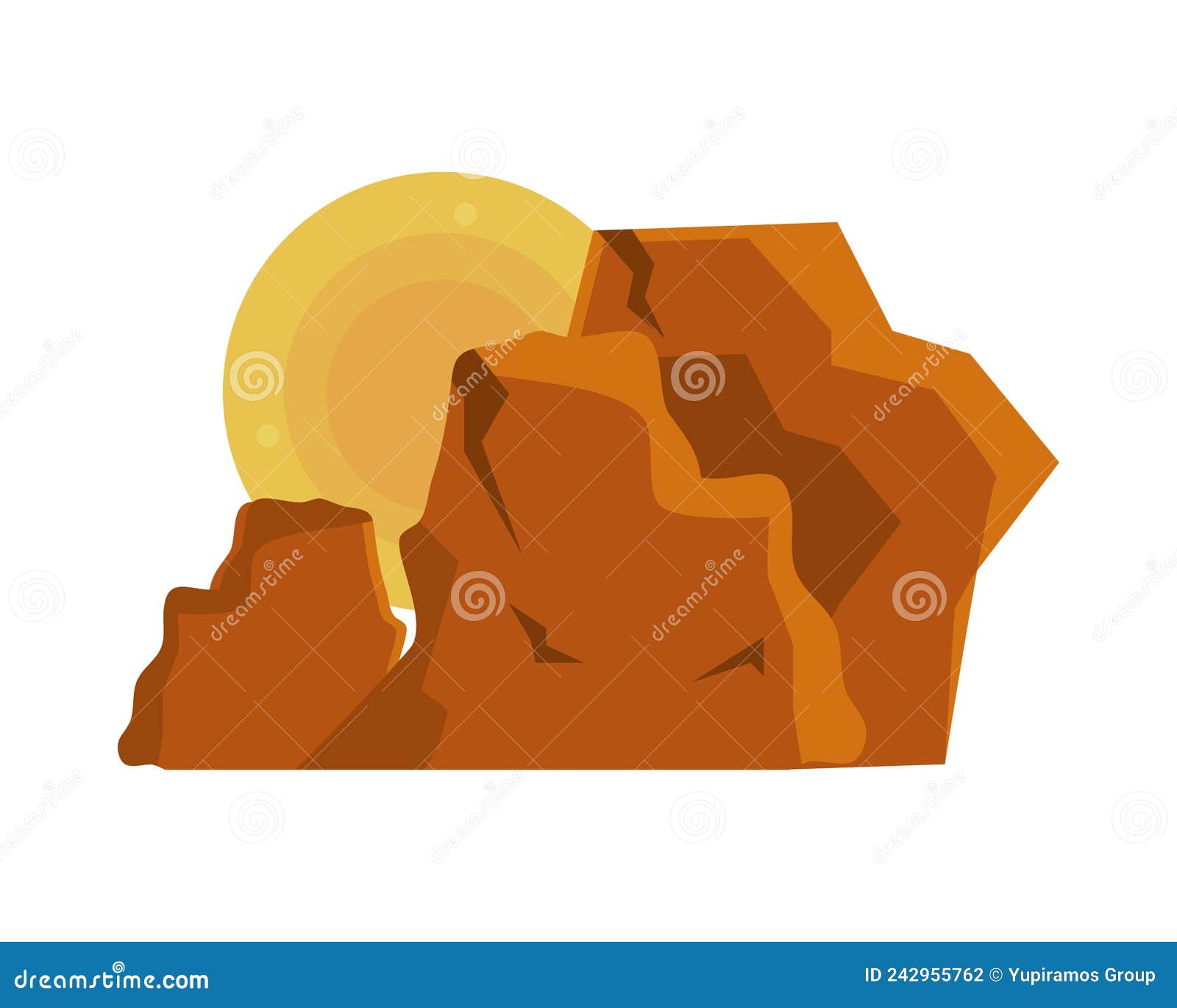 Desert rocks and sun stock vector. Illustration of cartoon - 242955762