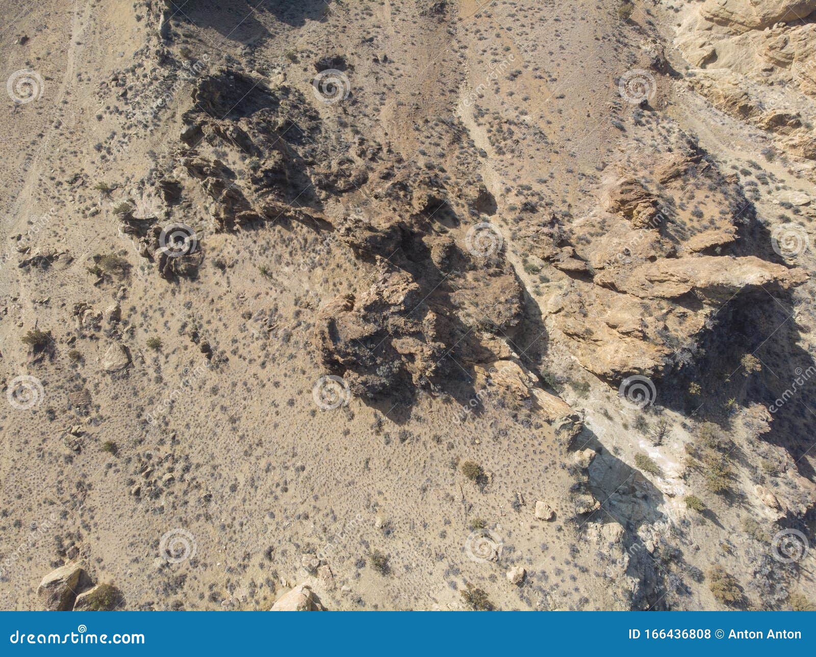 Desert with Rocks, Top View, Texture with Space Stock Photo - Image of ...