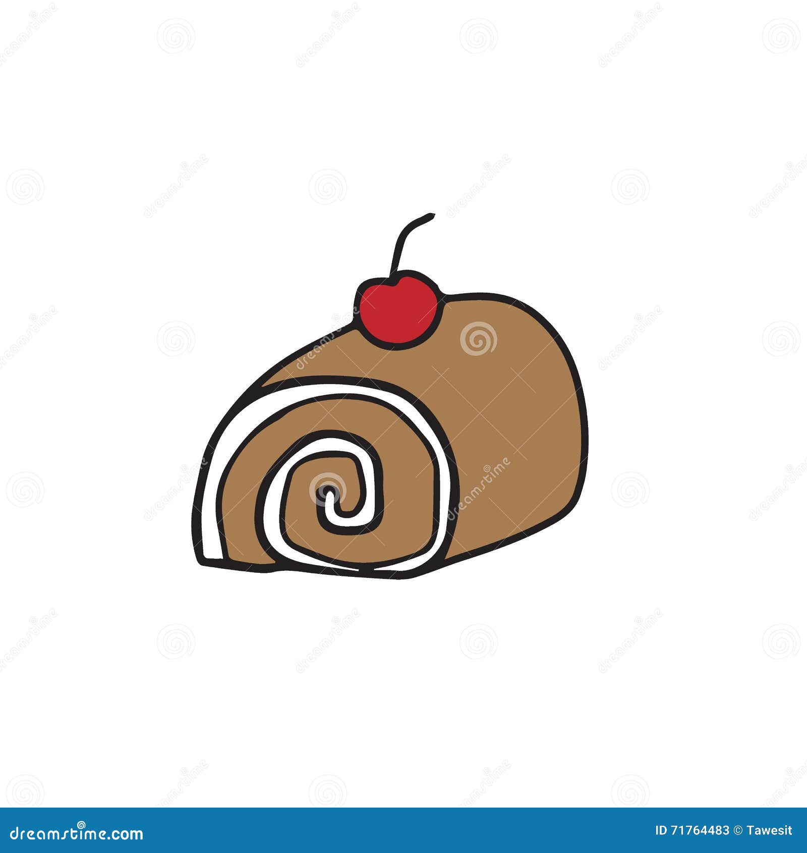 Desert roll cake stock vector. Illustration of freehand - 71764483