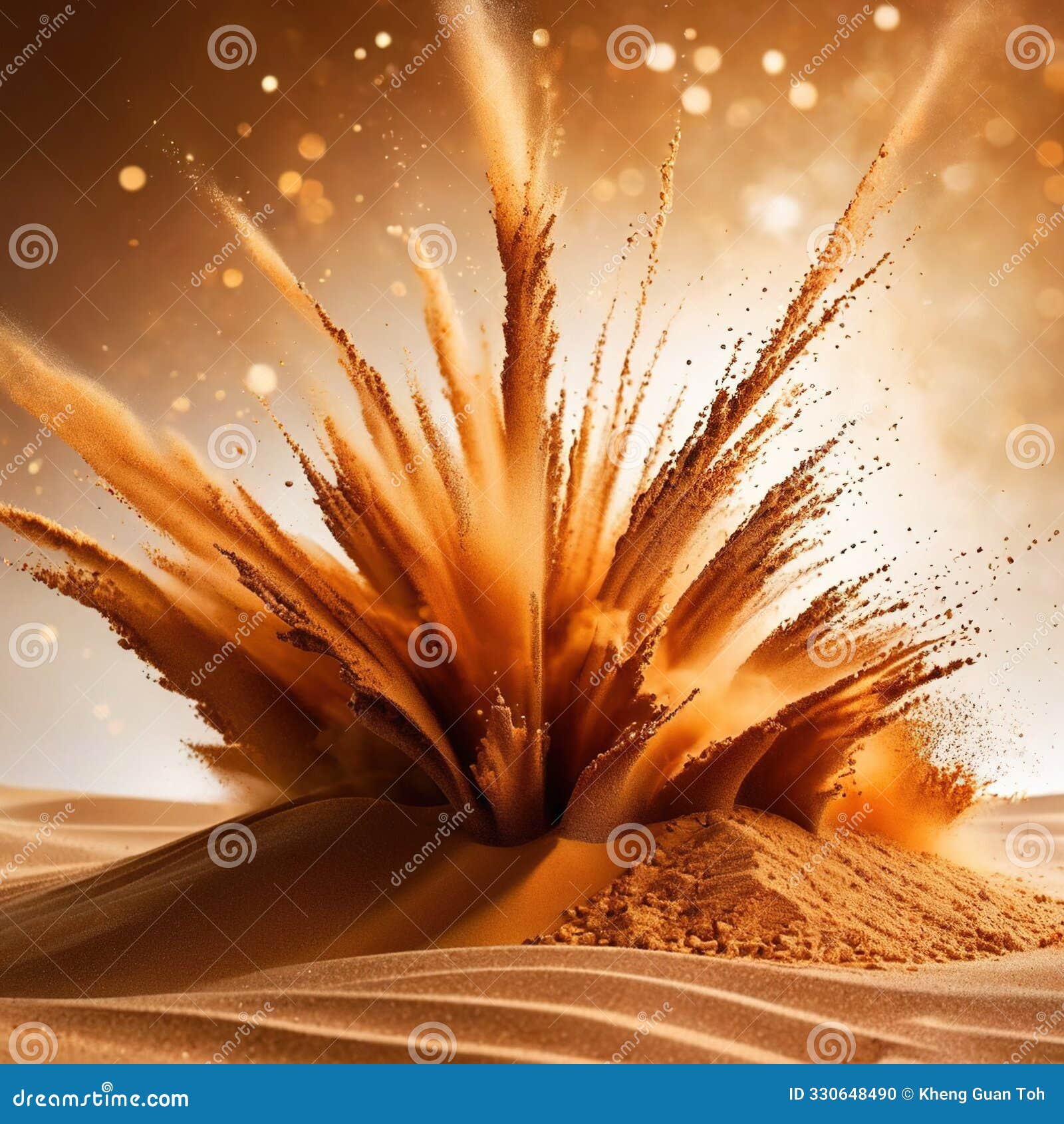 Desert Sand Dunes Exploding in Burst of Dust Stock Illustration ...