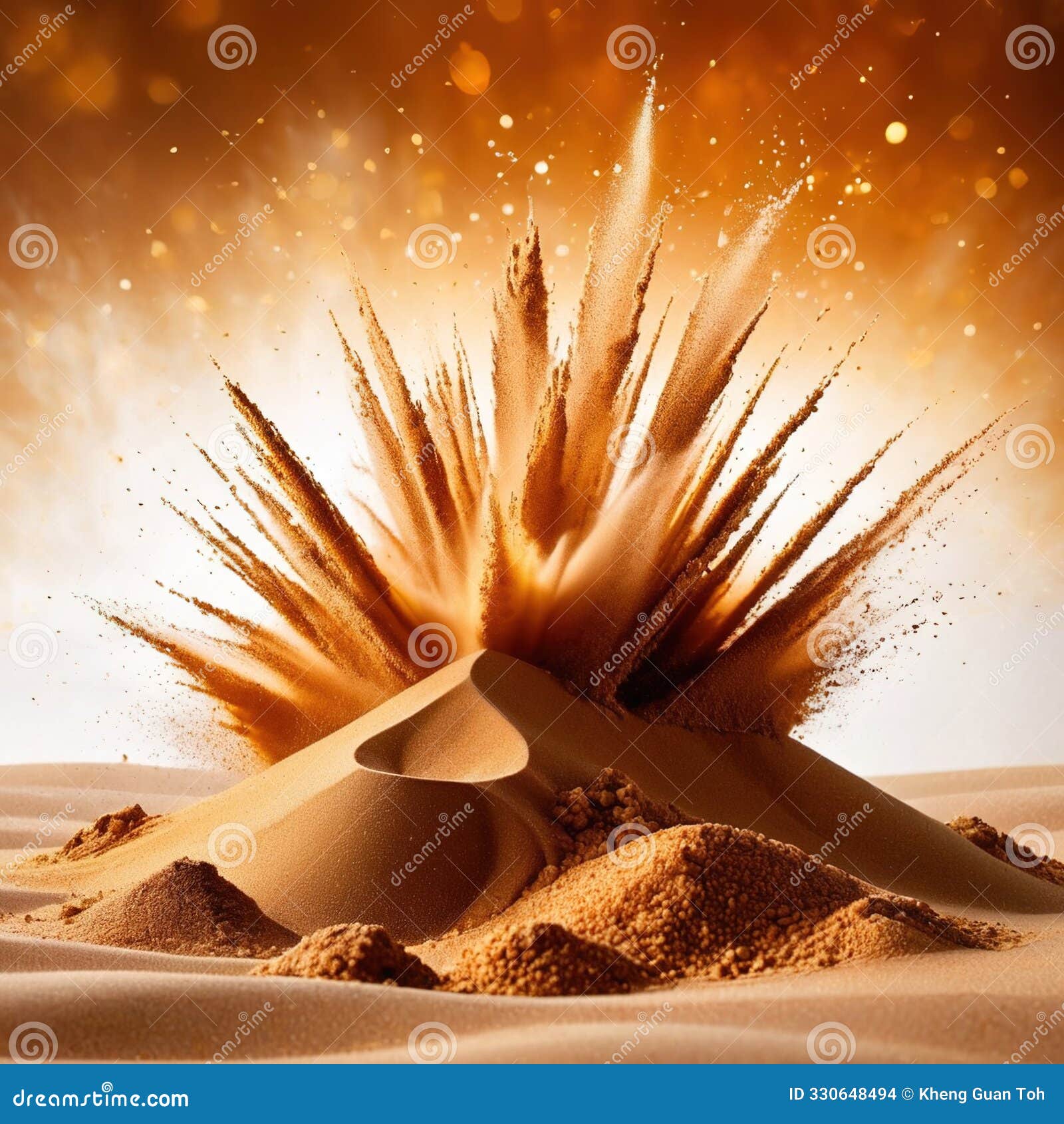 Desert Sand Dunes Exploding in Burst of Dust Stock Illustration ...