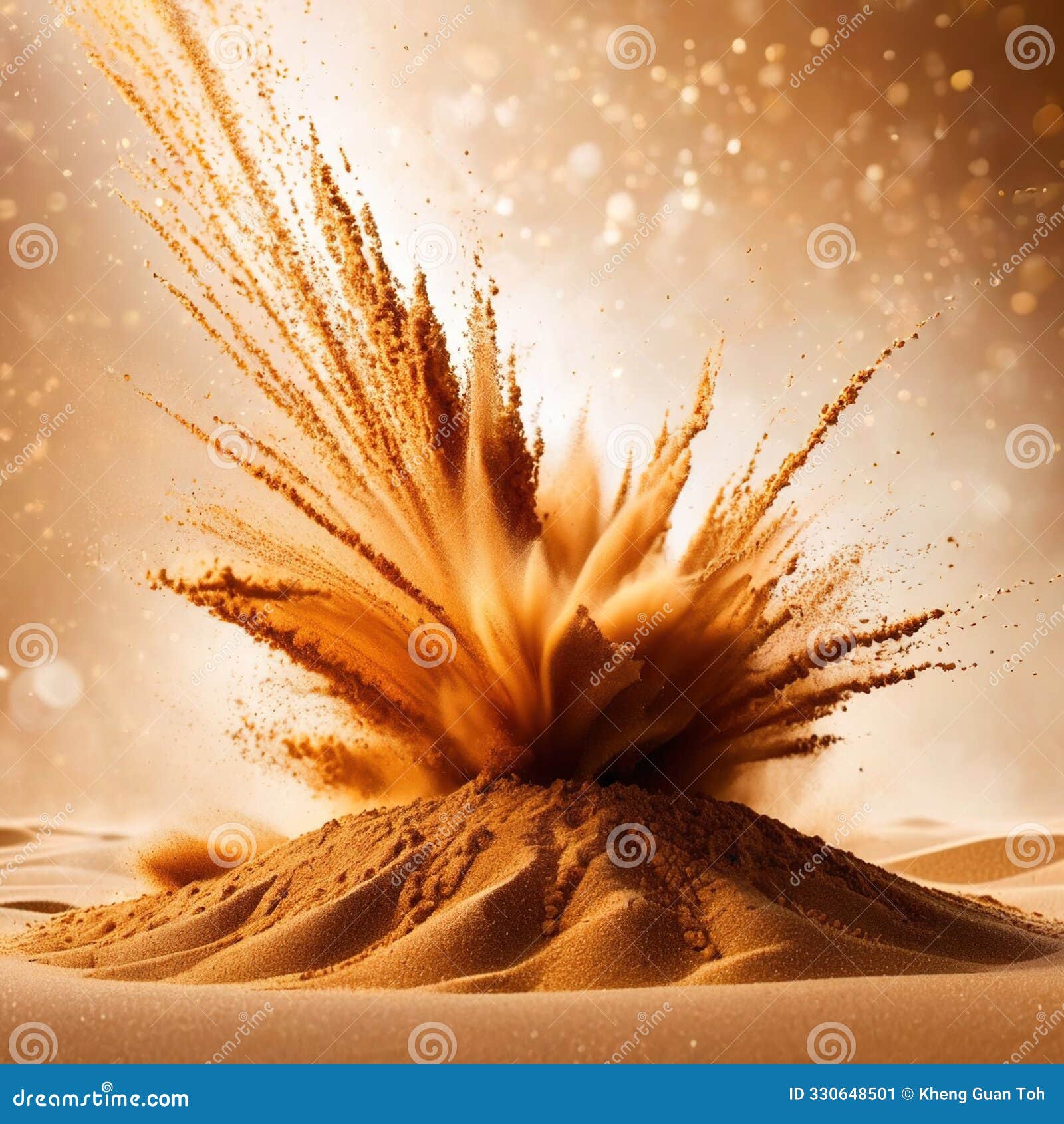 Desert Sand Dunes Exploding in Burst of Dust Stock Illustration ...