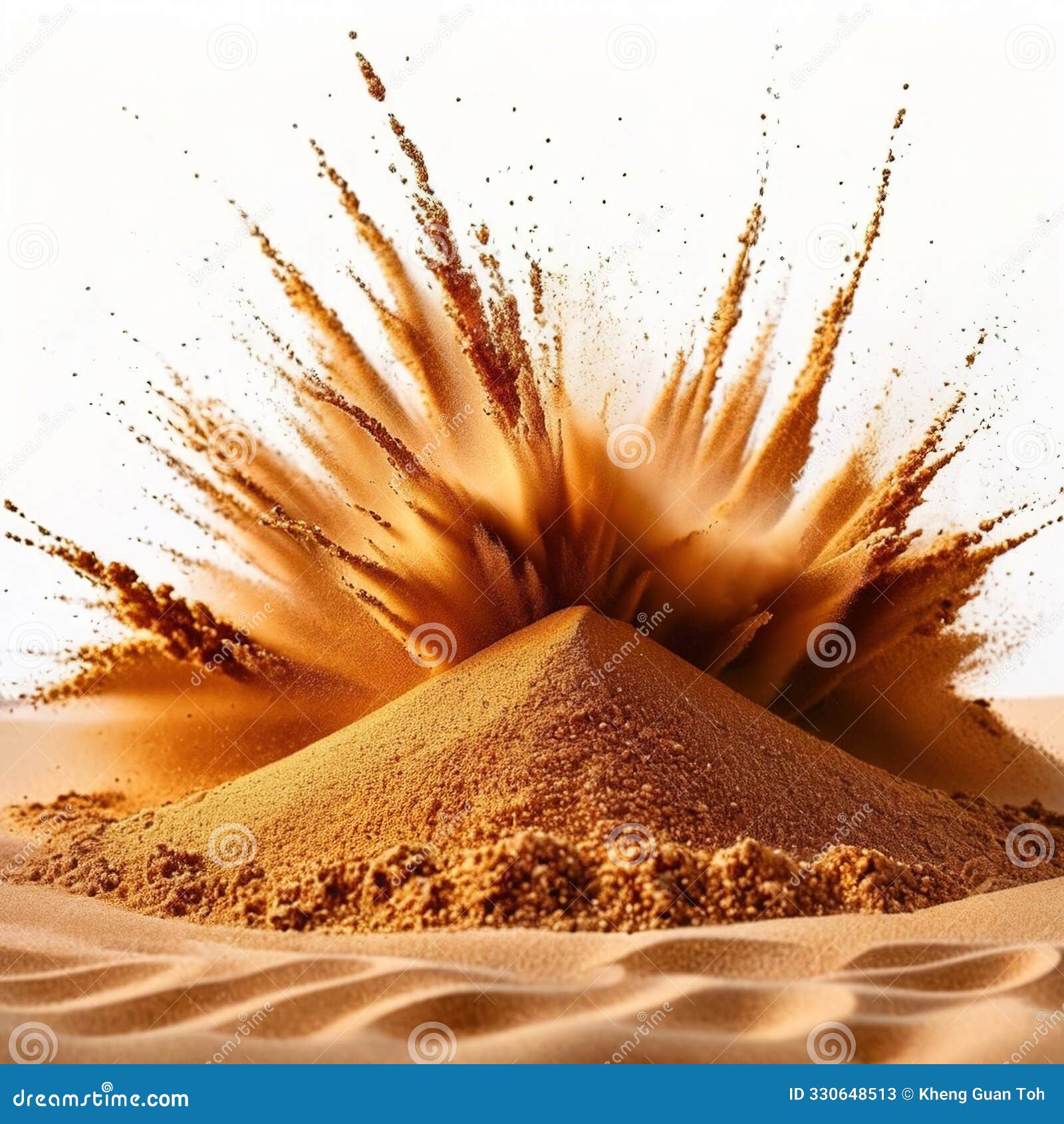 Desert Sand Dunes Exploding in Burst of Dust Stock Illustration ...