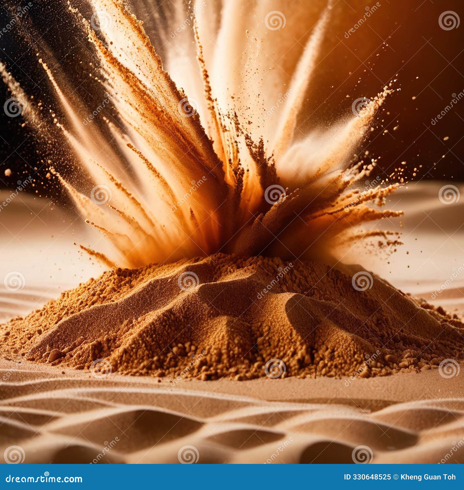 Desert Sand Dunes Exploding in Burst of Dust Stock Illustration ...