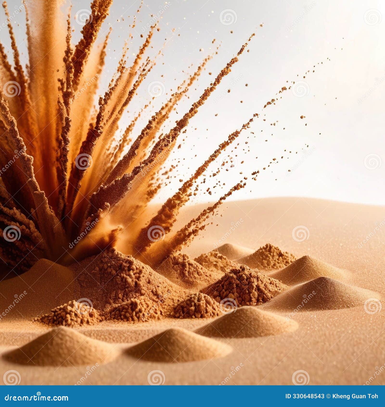 Desert Sand Dunes Exploding in Burst of Dust Stock Illustration ...