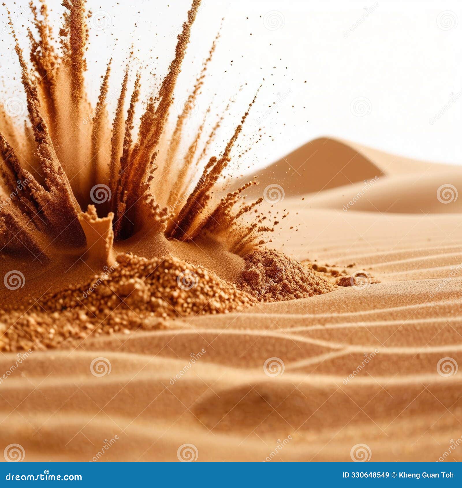 Desert Sand Dunes Exploding in Burst of Dust Stock Illustration ...
