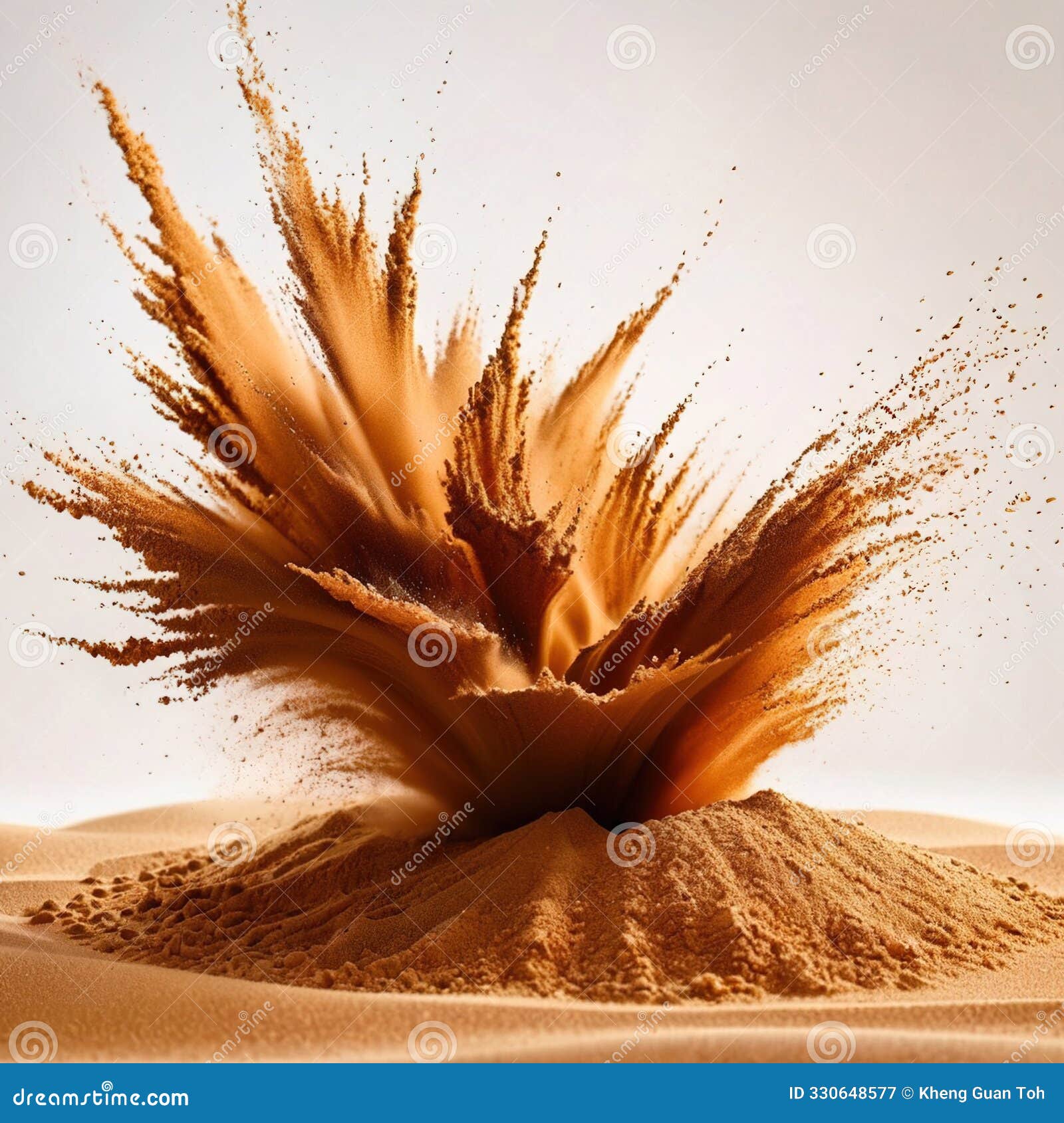 Desert Sand Dunes Exploding in Burst of Dust Stock Illustration ...
