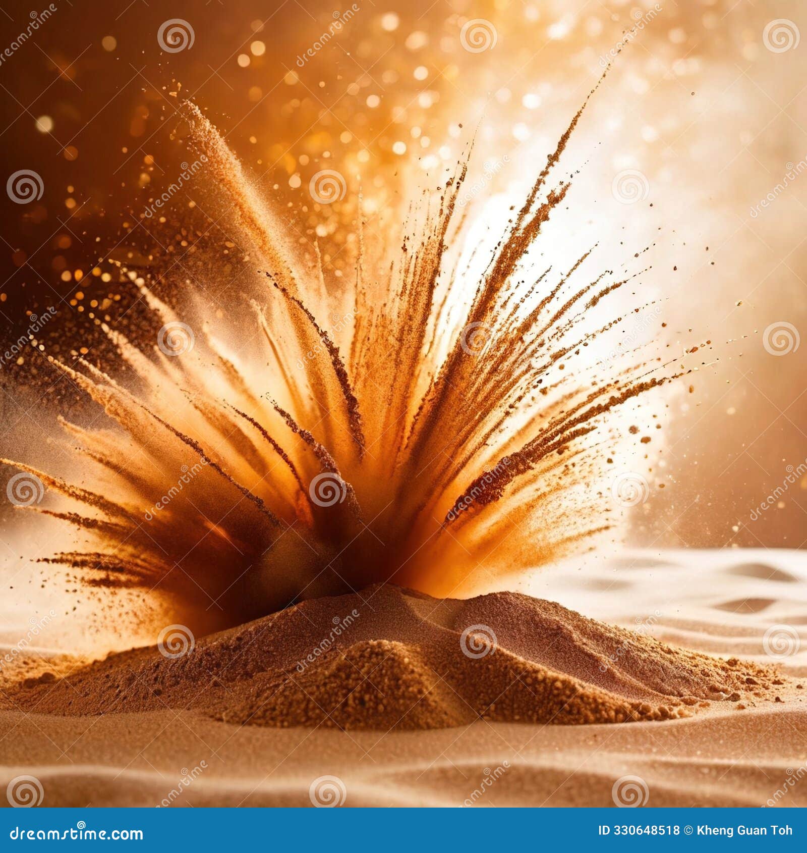 Desert Sand Dunes Exploding in Burst of Dust Stock Illustration ...