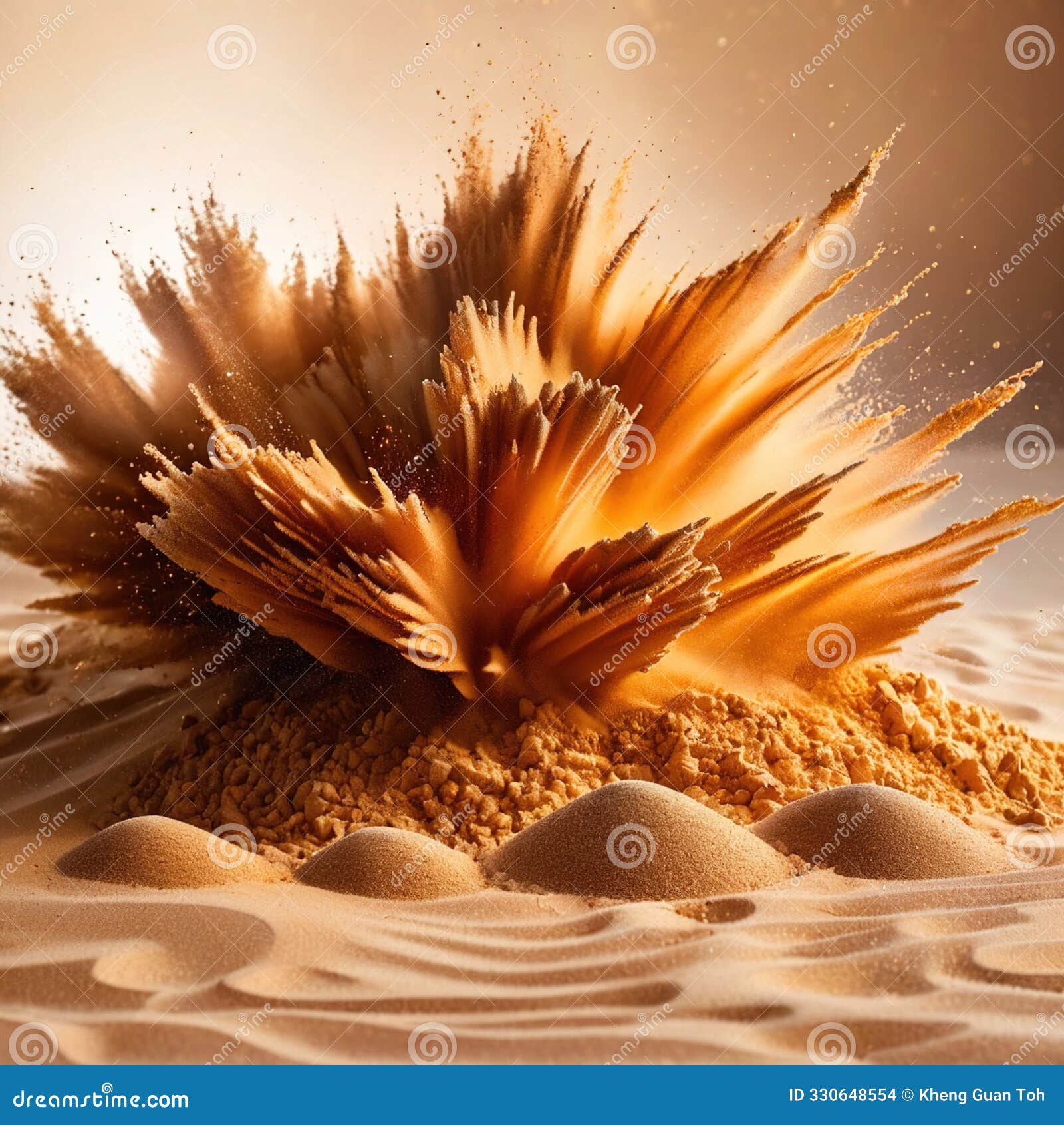 Desert Sand Dunes Exploding in Burst of Dust Stock Illustration ...