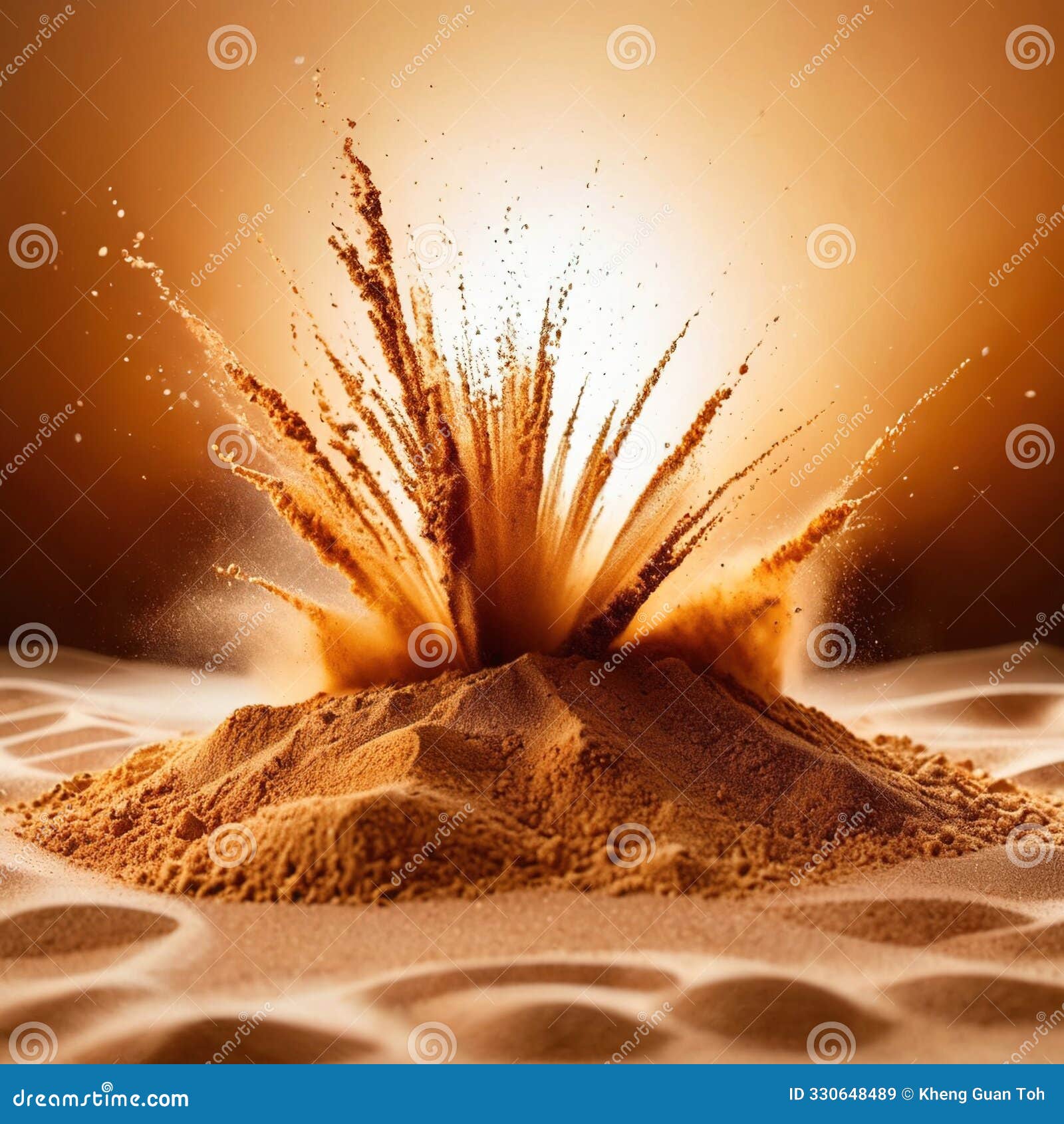 Desert Sand Dunes Exploding in Burst of Dust Stock Illustration ...