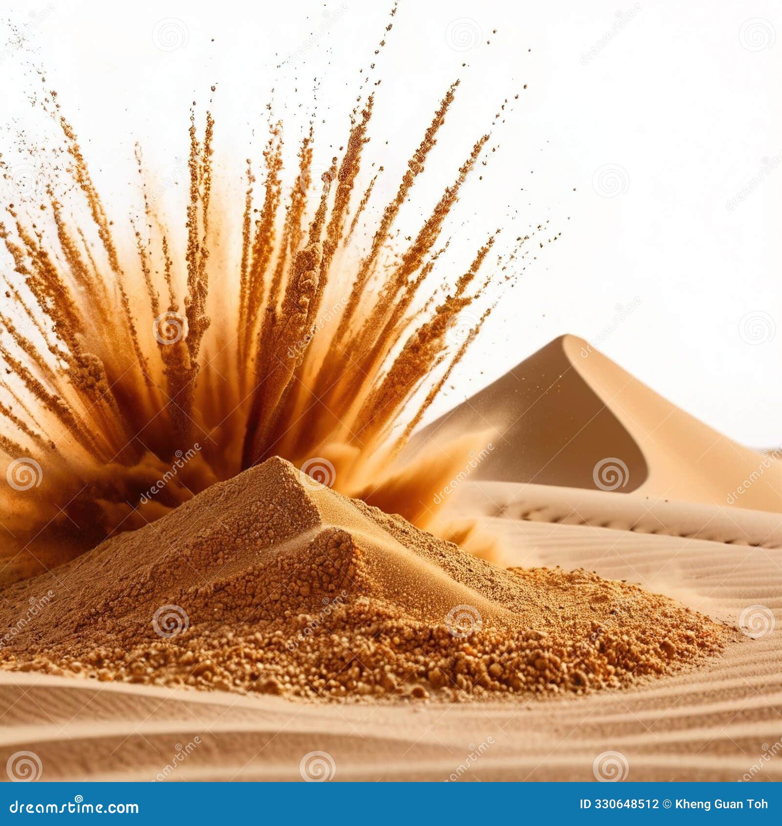 Desert Sand Dunes Exploding in Burst of Dust Stock Illustration ...