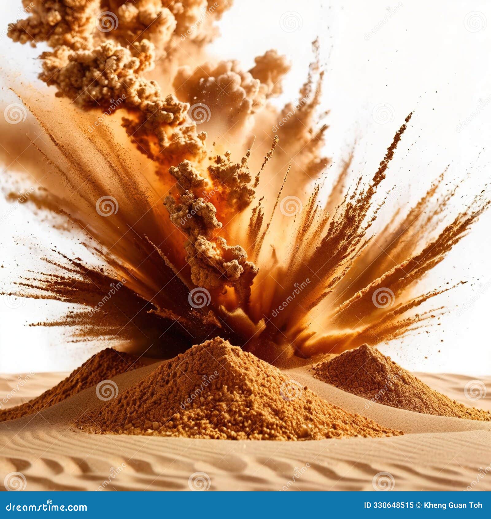 Desert Sand Dunes Exploding in Burst of Dust Stock Illustration ...