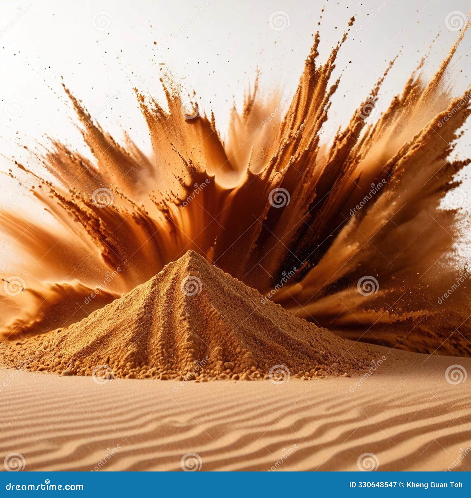 Desert Sand Dunes Exploding in Burst of Dust Stock Illustration ...