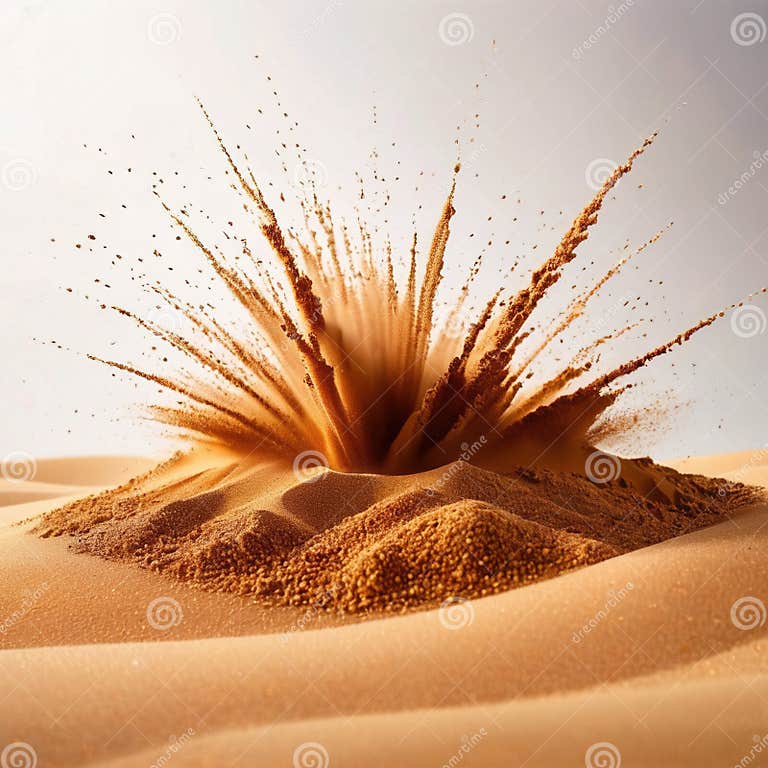 Desert Sand Dunes Exploding in Burst of Dust Stock Illustration ...