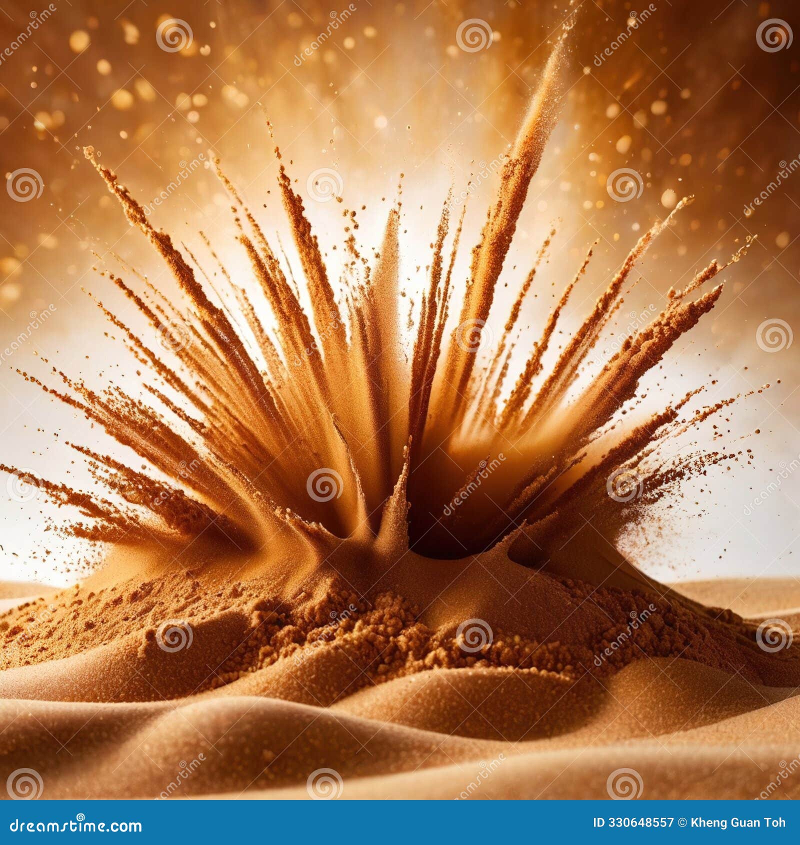 Desert Sand Dunes Exploding in Burst of Dust Stock Illustration ...