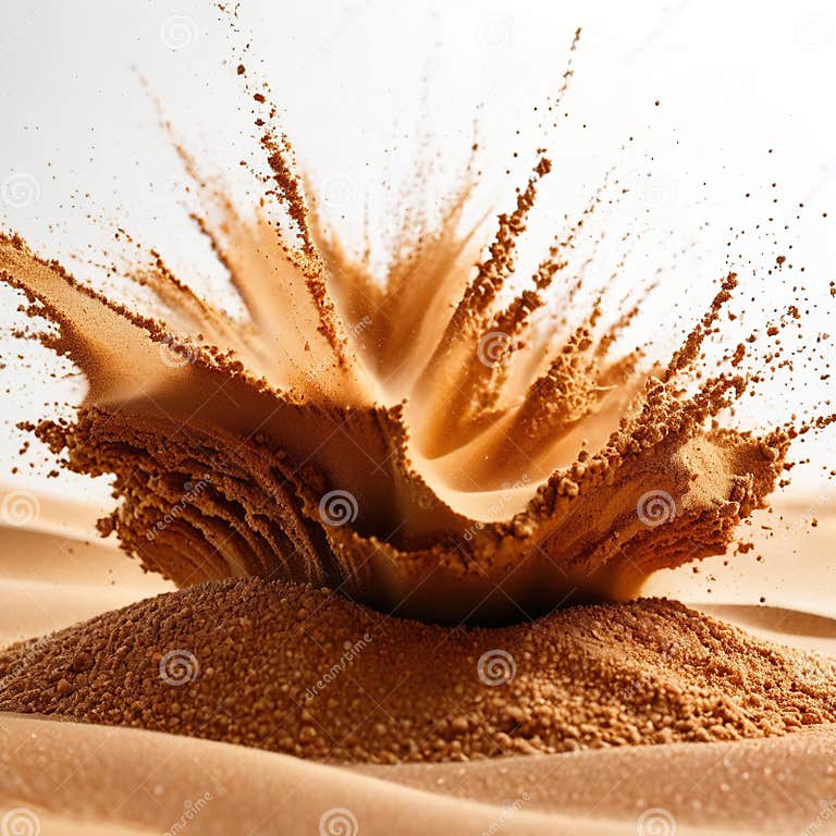 Desert Sand Dunes Exploding in Burst of Dust Stock Illustration ...