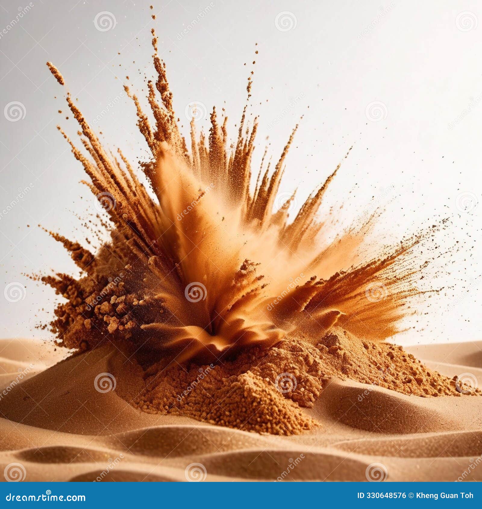 Desert Sand Dunes Exploding in Burst of Dust Stock Illustration ...