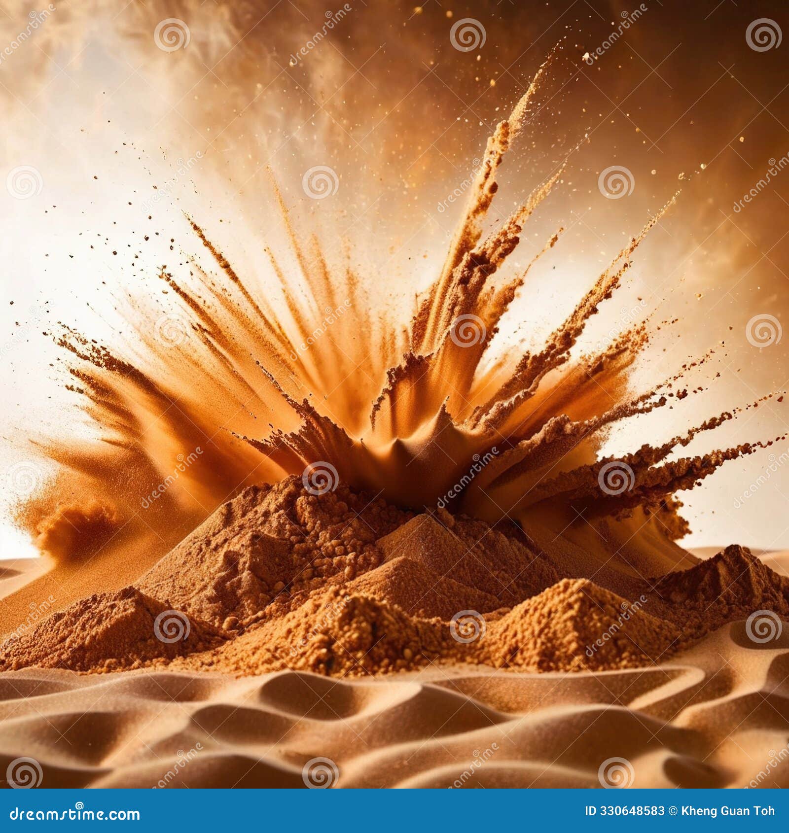Desert Sand Dunes Exploding in Burst of Dust Stock Illustration ...