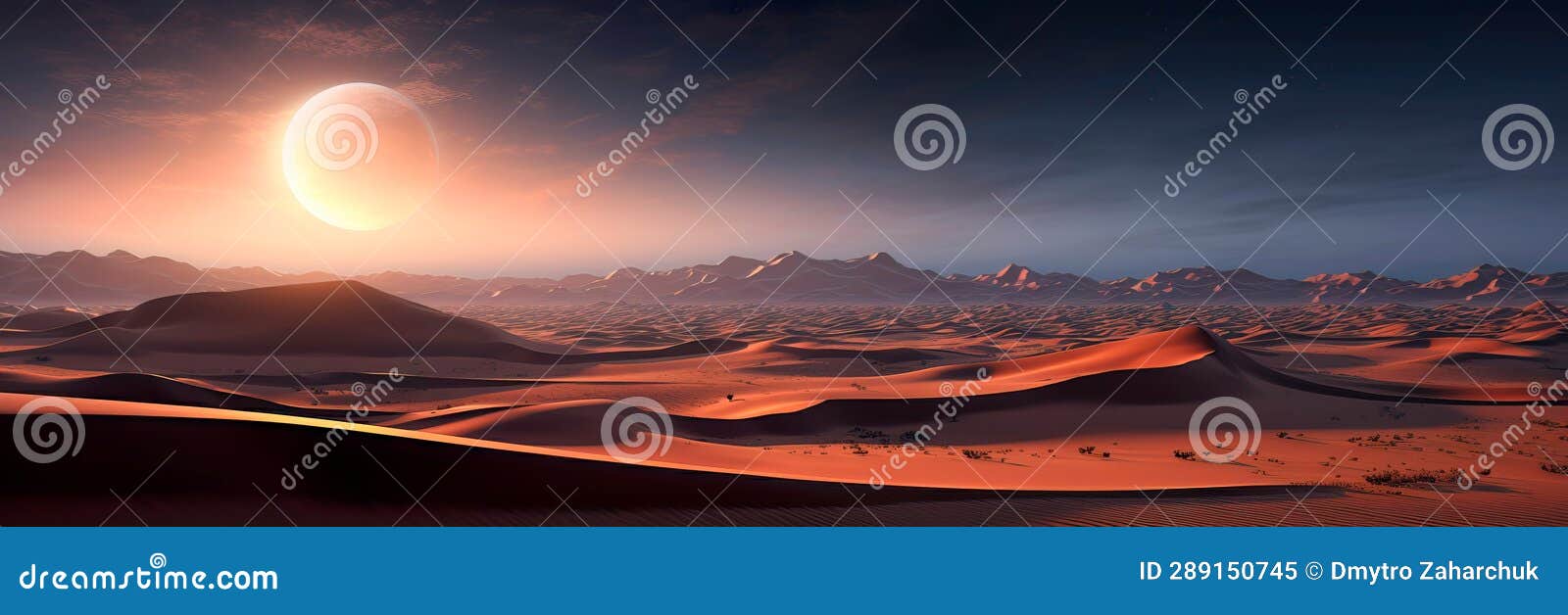 Desert Sand Dunes Illuminated by the Soft Light of a Full Moon ...