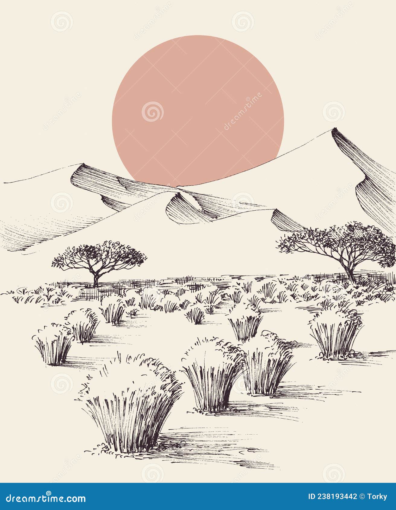 Desert Sand Dunes Landscape Stock Vector - Illustration of nature ...