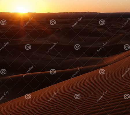 Desert Sand Dunes Sunset stock image. Image of landscape - 7100229