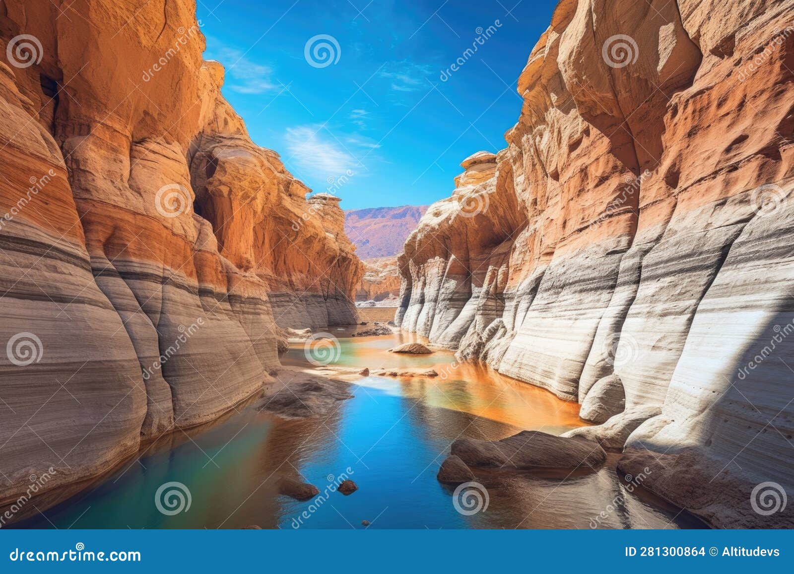 Desert Sandstone Canyon with Vivid Colors Stock Illustration ...