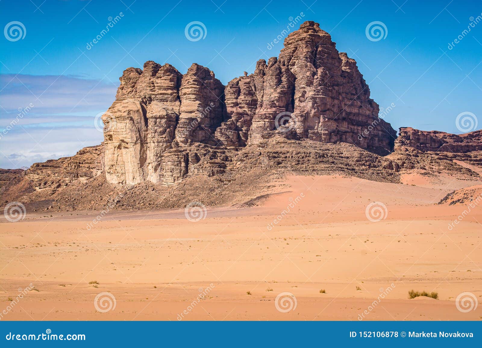 Desert with Sandstone and Granite Rock in Wadi Rum in Jordan Stock ...