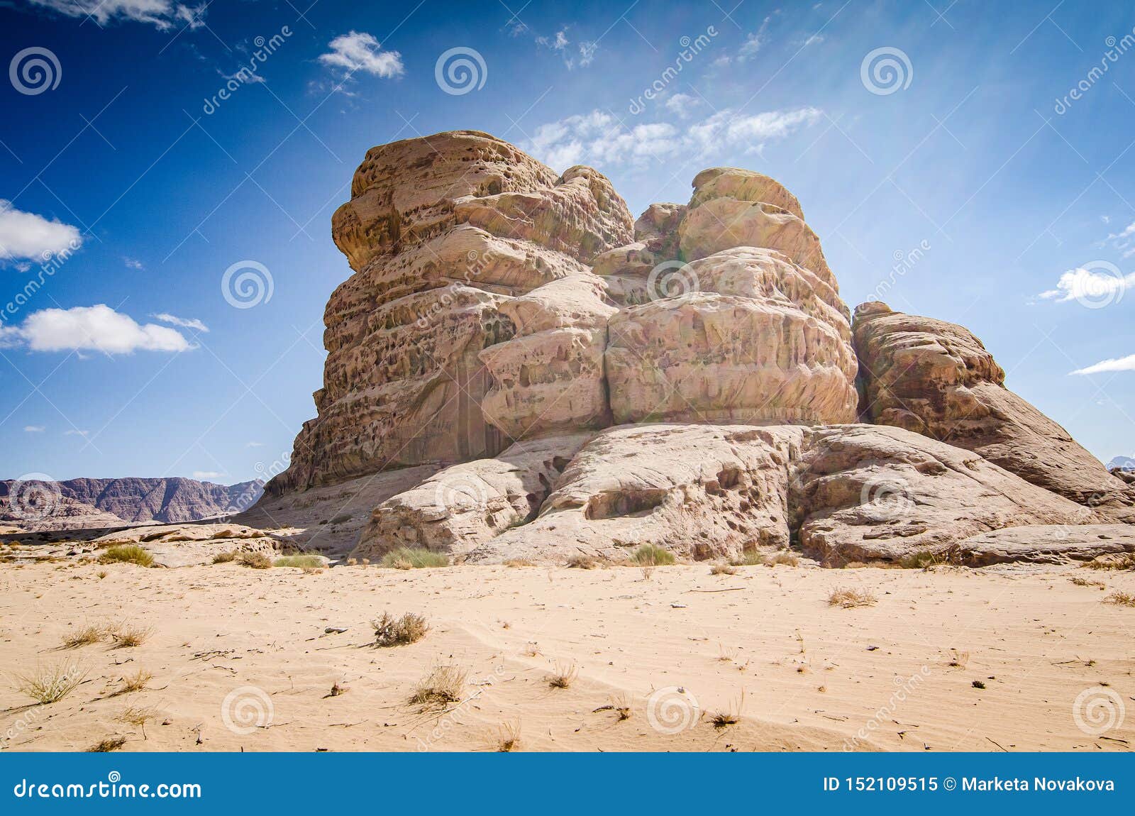 Desert with Sandstone and Granite Rock in Wadi Rum in Jordan Stock ...