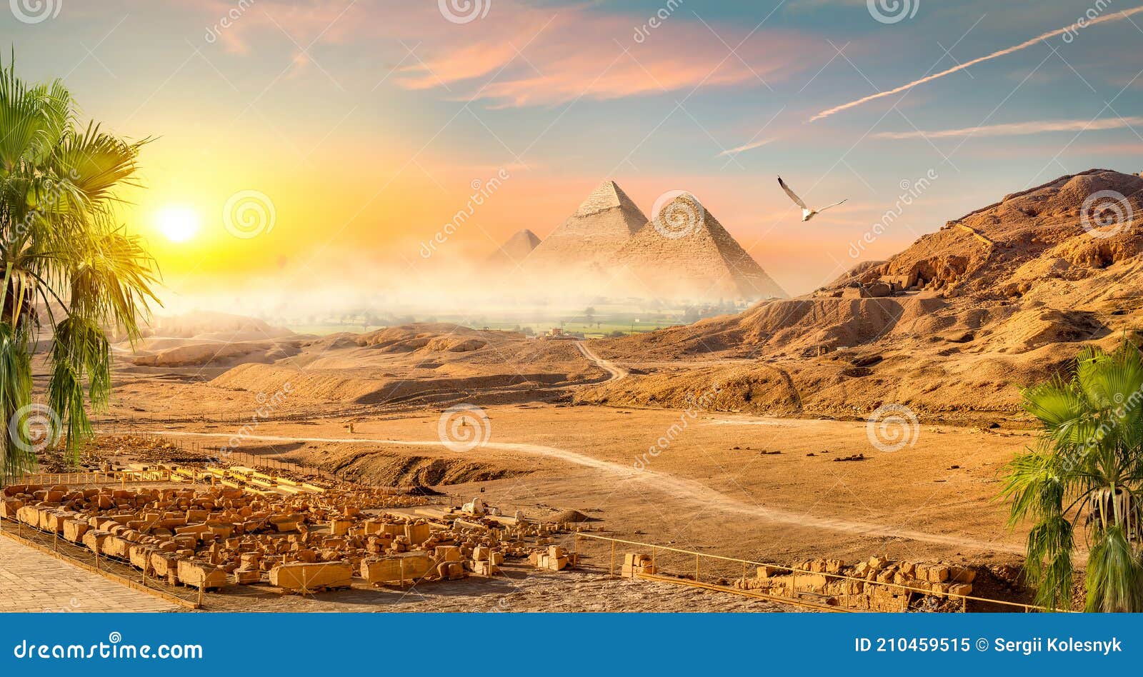 Desert sandstorm in Egypt stock image. Image of pyramid - 210459515