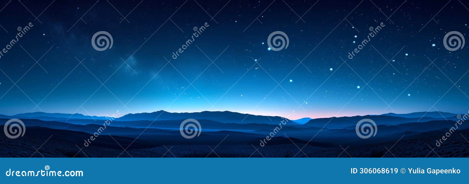 Desert Scenery at Night: a Starry Blue Gradient Sky. Stock Image ...